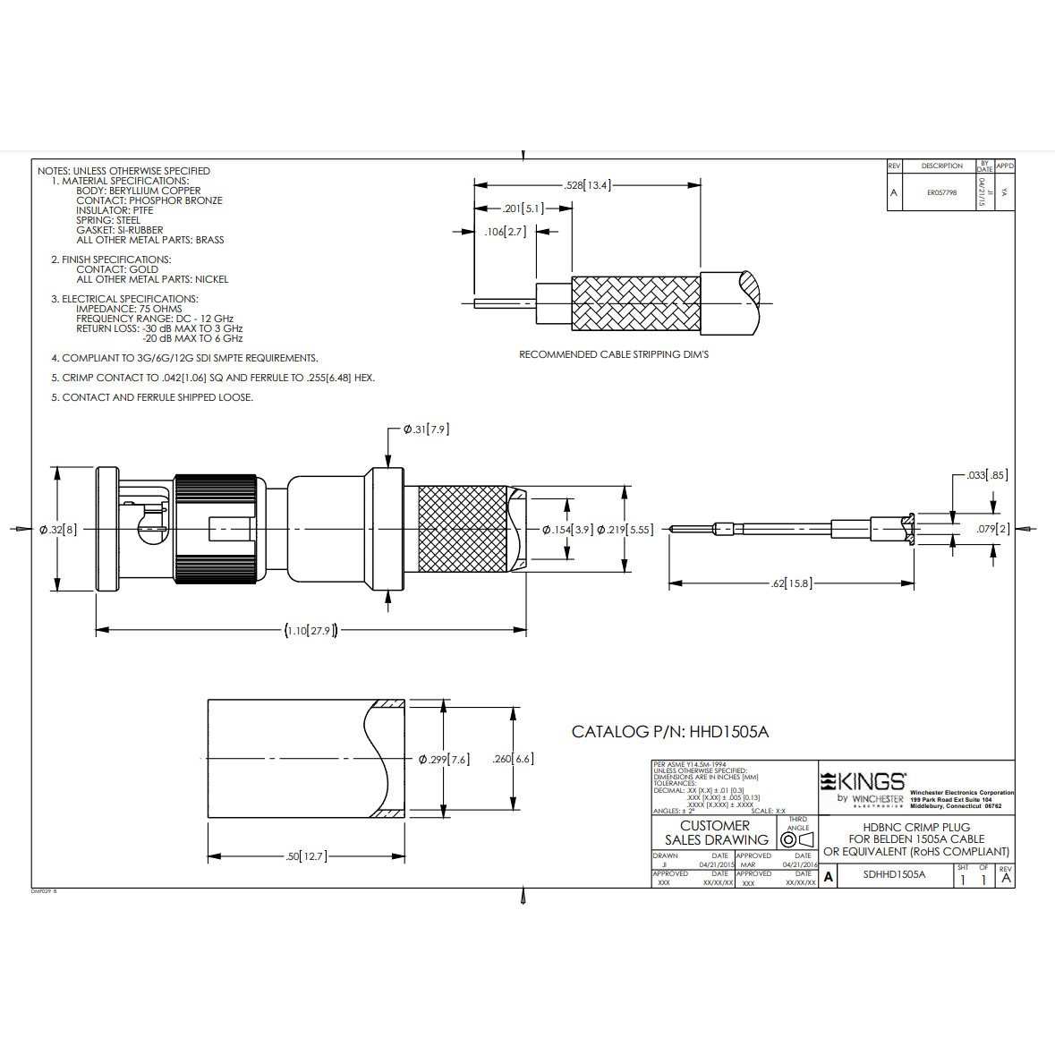 HHD1505A KINGS - Kings Electronics BNC High Density Plug for Belden ...