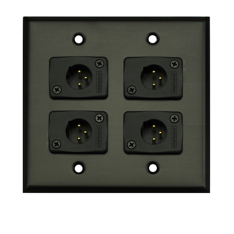 WH WP2B/4MW - Whirlwind Wall Plate - 2 Gang Black 4 WhirlwindWC3M Male ...